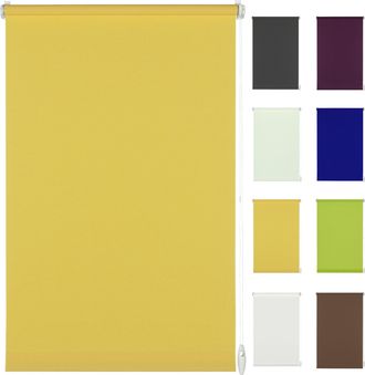 Kl&ouml;ckner Seitenzug-Rollo Ohne Bohren Easy-Fix Klemmfix (140 x 150 cm, hellgelb)
