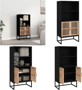 vidaXL Vidaxl - Buffet haut noir 60x35x125 cm bois dingénierie - Buffet Design Scandinave - Buffet Moderne - Buffet Noir - Meuble Rangement - Buffet Salle