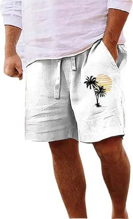 Generic Short de sport pour homme avec poches - S&eacute;chage rapide - Taille haute - R&eacute;glable, blanc, 3XL