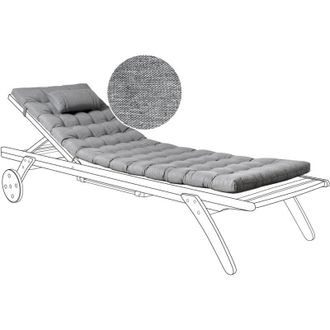 Beliani Coussin pour Transat en Polyester avec Appui-T&ecirc;te Bain de Soleil R&eacute;sistant aux UV M&eacute;lange de Gris Cesana Premium