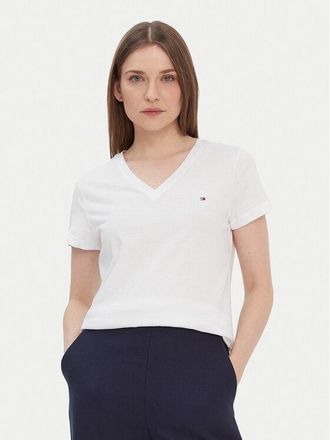 Tommy Hilfiger T-Shirt Heritage V-Neck Tee WW0WW24969 Weiß Regular Fit