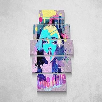 Homemania HM205PKNV-83 Wandbild, für Wohnzimmer, Schlafzimmer, Mehrfarbig, Polyester, Holz, 100 x 3 x 60 cm