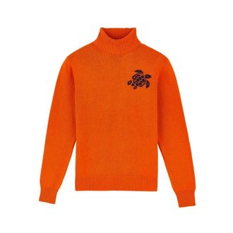 Vilebrequin Homme, Pulls, Orange, Taille: S Cotton Cashmere Turtleneck Turtle