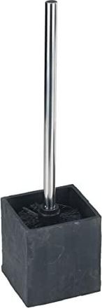 WENKO WC-Garnitur Slate Rock - WC-Bürstenhalter, Schiefer-Optik, Polyresin, 10.2 x 38 x 10.2 cm, Anthrazit, Schwarz