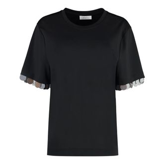 Paco Rabanne Femme, Tops, Noir, Taille: 38 FR T-shirt en viscose &agrave; col rond