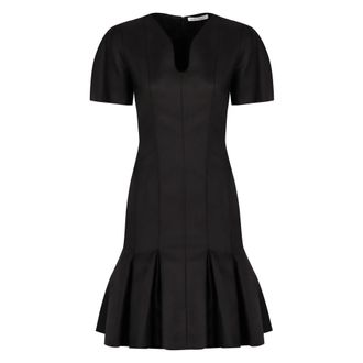 Nina Ricci Femme, Robes, Noir, Taille: 40 FR Robe en laine &agrave; encolure en coeur et jupe pliss&eacute;e