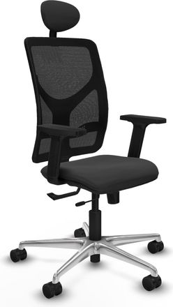 Piqueras y Crespo B&uuml;rostuhl mit 2D-Armen, h&ouml;henverstellbare Lendenwirbelst&uuml;tze und festes Kopfteil, ausgestattet mit Syncro/Traslack und Schneideschaum, Schwarz/Dunkelg