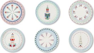 Excelsa Xmas Sweet Pastels Set mit 6 Desserttellern, Porzellan, Durchmesser 20,5 cm, Weihnachtsdekoration