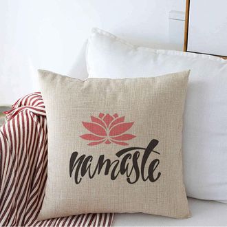 Generic Stilvoller Namaste-Inspirationsspruch &Uuml;ber Entspannung, Isolierter Druck, Gl&uuml;ck, Moderne Zeichen Sofakissen Quadratische Kissenh&uuml;lle Mit Rei&szlig;verschlus