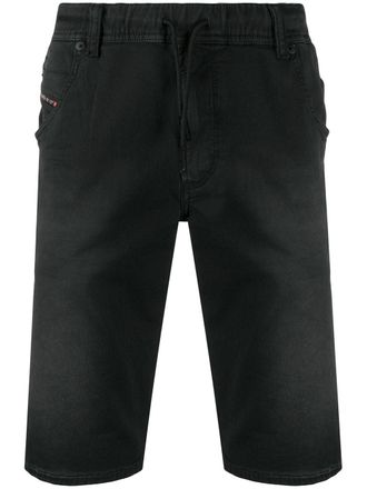 Diesel short en denim &agrave; taille &agrave; lien de resserrage - Noir