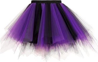 Zeagoo Jupe en tulle pour femme - Jupe tutu élastique - Taille élastique - Pour carnaval, cosplay, Halloween, fête - Mini tutu - Tour de taille 66-110 cm, Vi