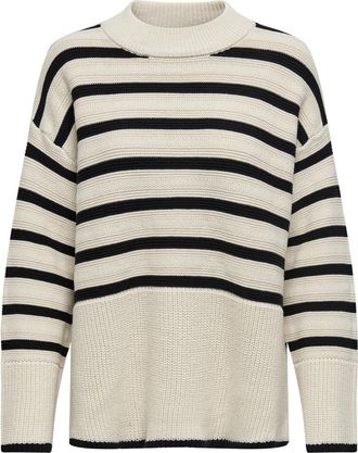 Only Damen Onlsia Ls Loose Oneck Knt, Birch/Stripes:black, M