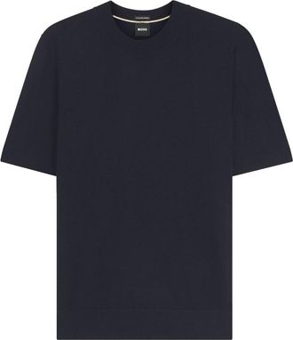 HUGO BOSS Strick-T-Shirt aus feiner Merinowolle in