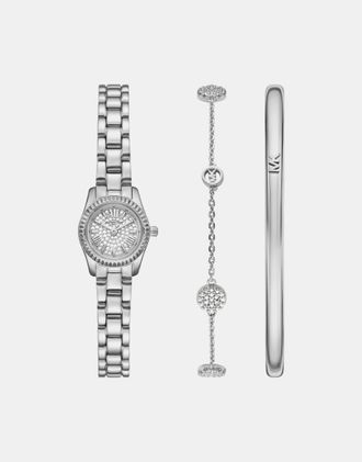 Michael Kors Lexington - Silberfarbene Damenuhr aus Edelstahl mit 3 Zeigern