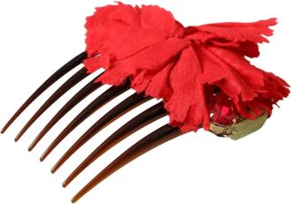 Dolce & Gabbana Femme, Accessoires, Rouge, Taille: ONE Size Silk Floral Hair Comb