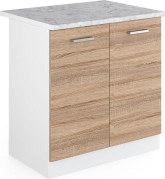 Vicco Meuble bas sous-&eacute;vier R-Line, Sonoma, 80 cm, pt Marbre