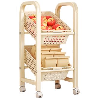 Generic Rollwagen Rahmen Aus Kohlenstoffstahl Herausnehmbarer Hohlkorb K&uuml;chenaufbewahrungs-Organizer K&uuml;chenwagen f&uuml;r Die K&uuml;che, W&auml;scherei und Enge Stellen(30 