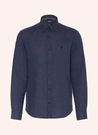 HUGO BOSS Leinenhemd Liam Regular Fit blau