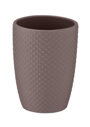 WENKO Zahnputzbecher Punto Dark Taupe - Zahnb&uuml;rstenhalter f&uuml;r Zahnb&uuml;rste und Zahnpasta, Keramik, 8 x 11 x 8 cm, Taupe