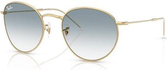 Ray-Ban Round Reverse Sonnenbrillen Arista Gold Fassung Blau Glas 55-21