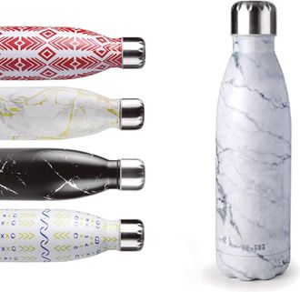 Ibili Thermokanne mit Doppelwand Marble, 500 ml, Edelstahl 18/10, wiederverwendbar
