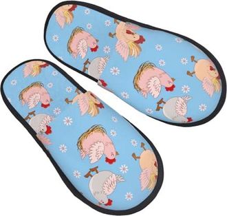 Generic Poule Et Fleurs Mignonnes De Dessin Anim&eacute; Femme Homme Chaussons Confortable Slippers Peluche Pantoufles Pour Maison Ext&eacute;rieur Hiver M