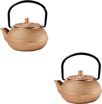 Amosfun 2St aus Gusseisen japanische Karaffe Gong Jahrgang teekessel Retro Tee kocher wasserkocher Diffusor kleine Teekessel Kleiner Teekessel Golden