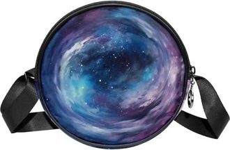 Generic Sac &agrave; bandouli&egrave;re rond pour femme, motif ciel &eacute;toil&eacute;, petit sac &agrave; bandouli&egrave;re avec fermeture &eacute;clair, bretelles r&eacute;glables, sac &agrave; main rond d&eacute;contract&eacute; 