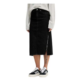 Karl Lagerfeld Jupe midi en jean nou&eacute;e - Femme - Jupes - Noir - Taille: 36 FR