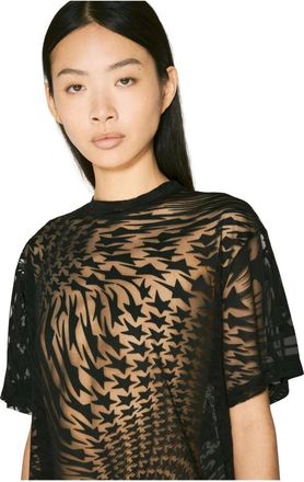 MUGLER Femme, Tops, Noir, Taille: 36 FR Sheer Flocked Star T-Shirt
