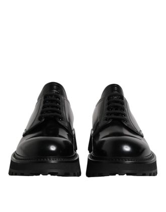 Dolce & Gabbana Mens Black Calf Leather Hi-Trekking Derby Shoes