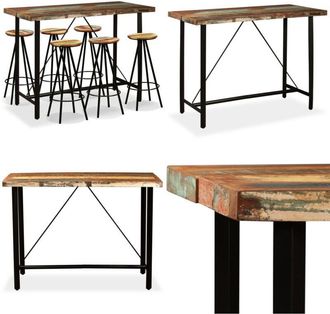 vidaXL 7-tlg. Bar-Set Altholz Massiv - Industriel Design - Bar Set - Altholz Tisch - Barhocker - K&uuml;cheninsel - Home & Living