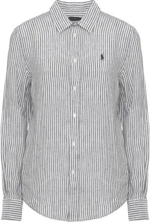 Ralph Lauren Femme, Blouses et Chemises, Vert, Taille: 36 FR Chemise en lin ray&eacute;e coupe classique
