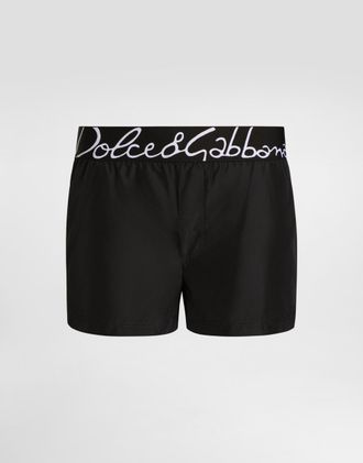 Dolce & Gabbana Short Swim Trunks With Logo - Mann Beachwear Schwarz 4