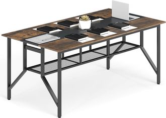 Giantex 180 x 96 cm Konferenztisch, gro&szlig;er Besprechungstisch f&uuml;r 6-8 Personen, B&uuml;rotisch mit Kabeldurchf&uuml;hrung & Ablagefach, Arbeitsplatz f&uuml;r Besprechungsraum