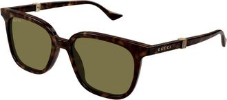 Gucci Vintage-inspirierte quadratische Sonnenbrille mit Emaille-Einsatz - - Accessories - unisex - Braun - 54 MM