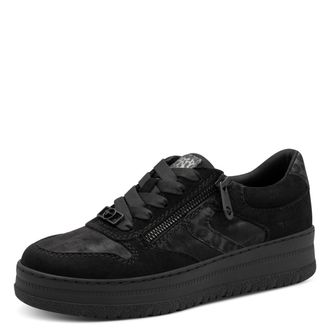 Tamaris Comfort Damen Sneaker flach zum Schn&uuml;ren mit Rei&szlig;verschluss, Schwarz (Black Comb), 41 EU