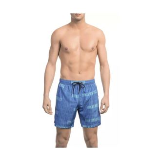Dirk Bikkembergs Homme, Maillots de bain, Multicolore, Taille: XL Shorts de Bain Bleus avec Imprim&eacute; All-Over