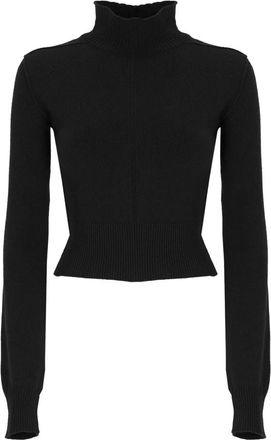 Rick Owens Femme, Pulls, Noir, Taille: 38 FR Pull en coton &agrave; col montant