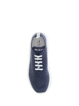 Kiton Mens Fabric Sneakers Indigo Upper: Trainers