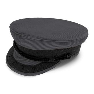 Fiebig Original Cord Prinz-Heinrich M&uuml;tze | Klassische gef&uuml;tterte Kapit&auml;nsm&uuml;tze | Traditionelle Matrosenkappe aus Baumwolle | Schirmm&uuml;tze mit Kordel, Ankerkn