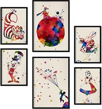Nacnic Ensemble de 6 affiches dAlicia et du Petit Prince. Collection de plaques avec collage esth&eacute;tique pour la d&eacute;coration dint&eacute;rieur. Tailles A3 et A4. Avec