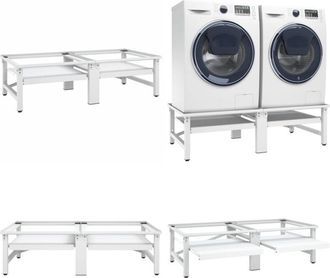 vidaXL Vidaxl - Socle de lave-linge et sèche-linge et étagère coulissante Blanc - socle pour machine à laver - socles pour machine à laver - Home & Living