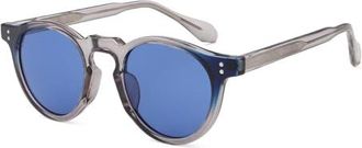 Generic Lunettes De Soleil Rondes R&eacute;tro &Agrave; Grande Monture For Hommes Et Femmes, Lunettes De Soleil De Sport, De Plage Et De Vacances(Blue)