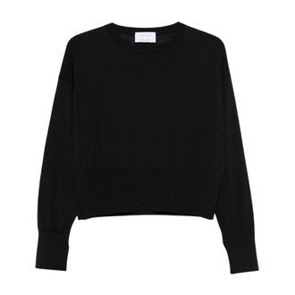 Daniele Fiesoli Pull col rond &agrave; &eacute;paules tombantes en laine m&eacute;rinos extra-fine - Femme - Sweatshirts et sweats &agrave; capuche - Noir - Taille: 40 FR