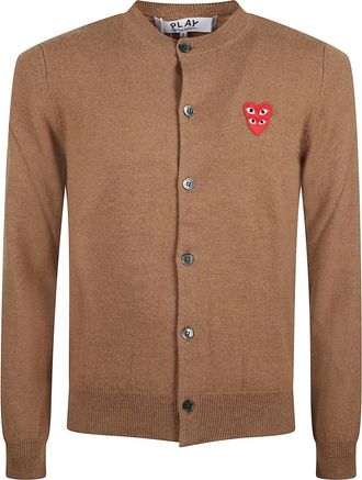 Comme Des Gar&ccedil;ons Homme, Pulls, Brun, Taille: XS Heart Patch Cardigan