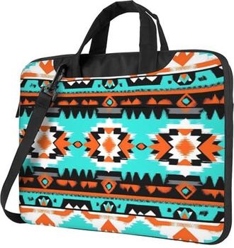 Generic Sac azt&egrave;que pour ordinateur portable de 15,6, housse de protection antichoc pour ordinateur portable de 15,6, motif g&eacute;om&eacute;trique turquoise, pour homme 
