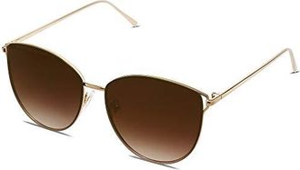 Sojos Lunettes de Soleil OEil de Chat Miroités UV Protection SJ1085 avec Or Cadre/Gradient Marron Lentille