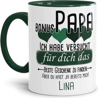 Tassendruck Geschenk Tasse mit Spruch PERSONALISIERT - Bestes Geschenk für Bonus-Papa von Kind - Kaffee-Tasse/Geschenkidee Geburtstag Vatertag/Vatertagsgeschenk -