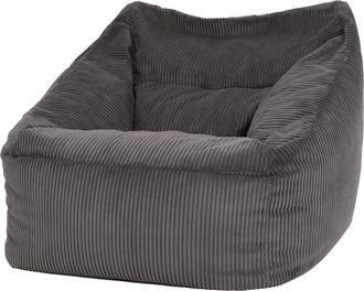 Icon Brand Natalia Sitzsack Sessel für Erwachsene, Dunkelgrau, Flauschiger Cord Stoff, Riesen Sitzsack Cord mit Füllung, Bean Bag Chair, Bequemer Sessel Wohnzimm
